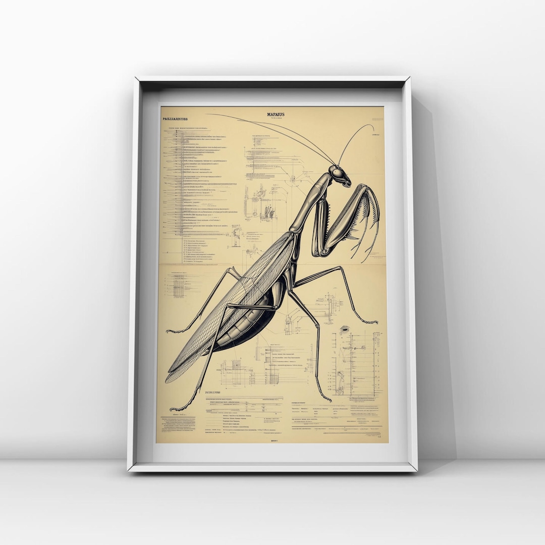 Detailed Praying Mantis Anatomy | Poster Print | Wall Art Decor ...