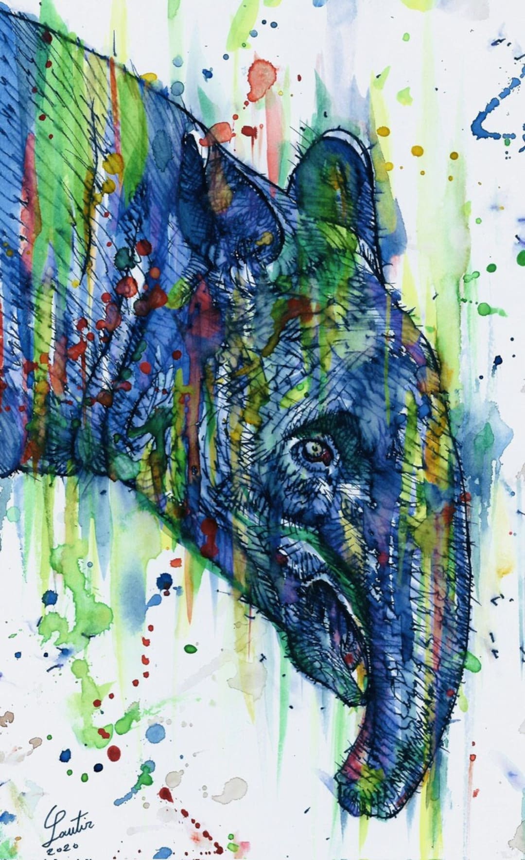 TAPIR - Watercolor & Ink Painting - POSTER - Various Sizes Available ...