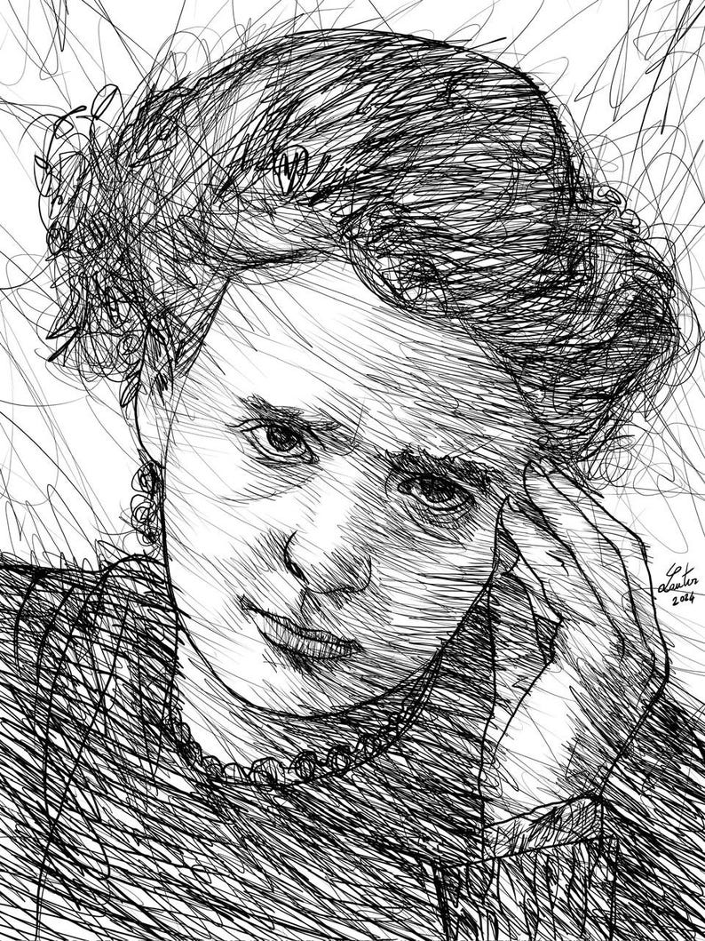 MARIE CURIE Ink Portrait - POSTER - Various Sizes Available! Art Print ...