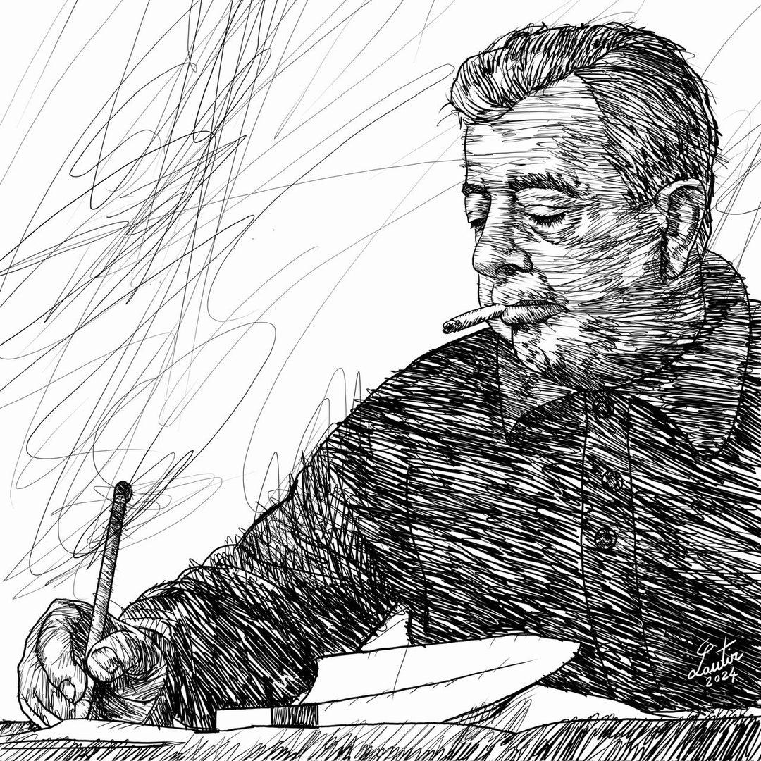 JACQUES PREVERT Ink Portrait - POSTER -various Sizes Available! Art ...