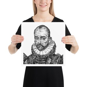 MICHEL De MONTAIGNE Ink Portrait - POSTER - Various Sizes Available ...