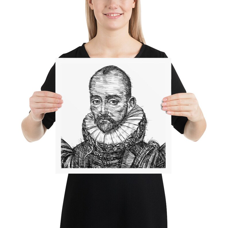 MICHEL De MONTAIGNE Ink Portrait - POSTER - Various Sizes Available ...