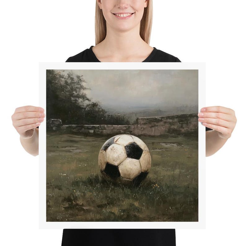 Misty Soccer Ball Field Art Print, Vintage Football Poster - Etsy