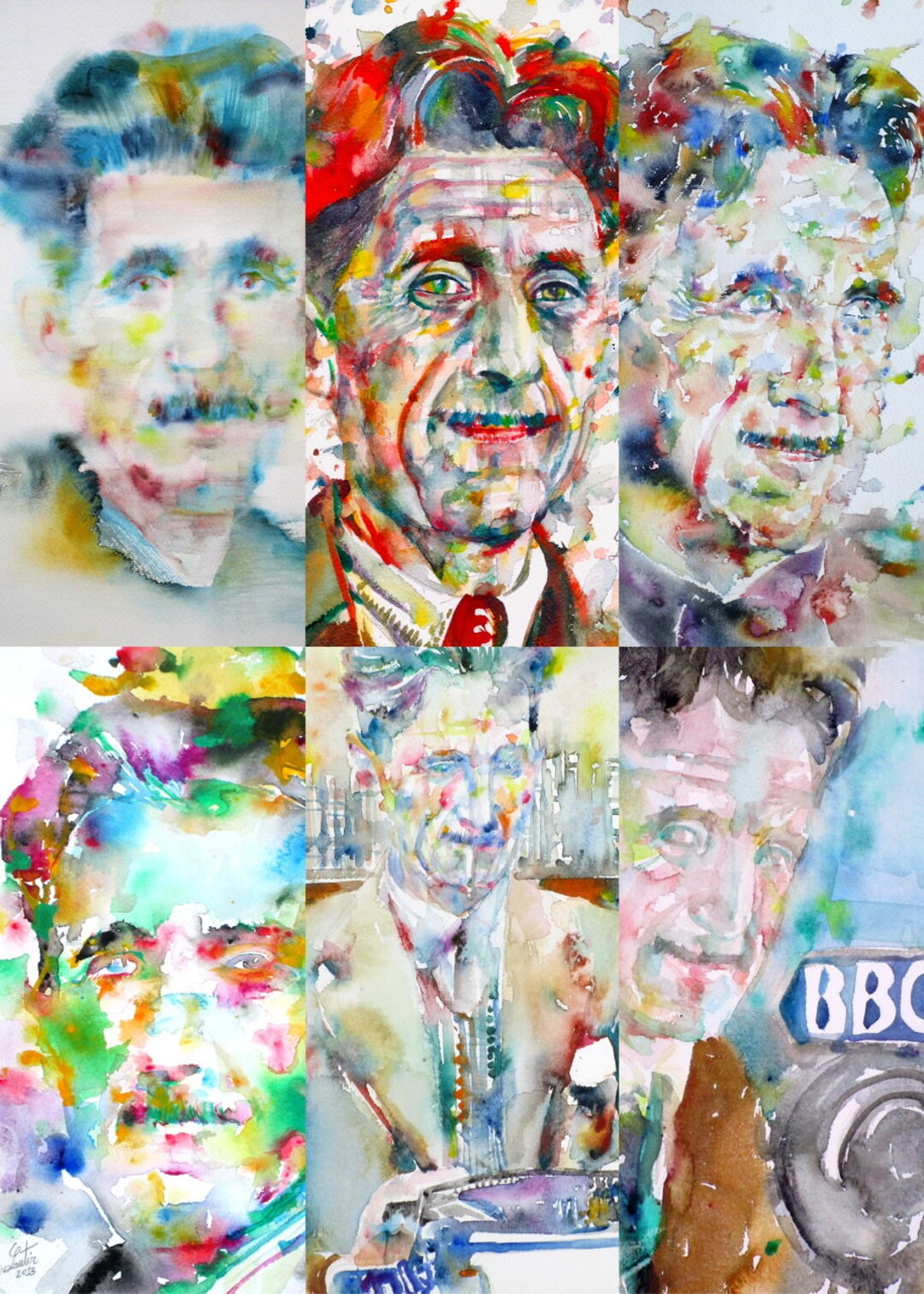 Six Times GEORGE ORWELL - Collage POSTER Painting - Various Sizes ! Art ...