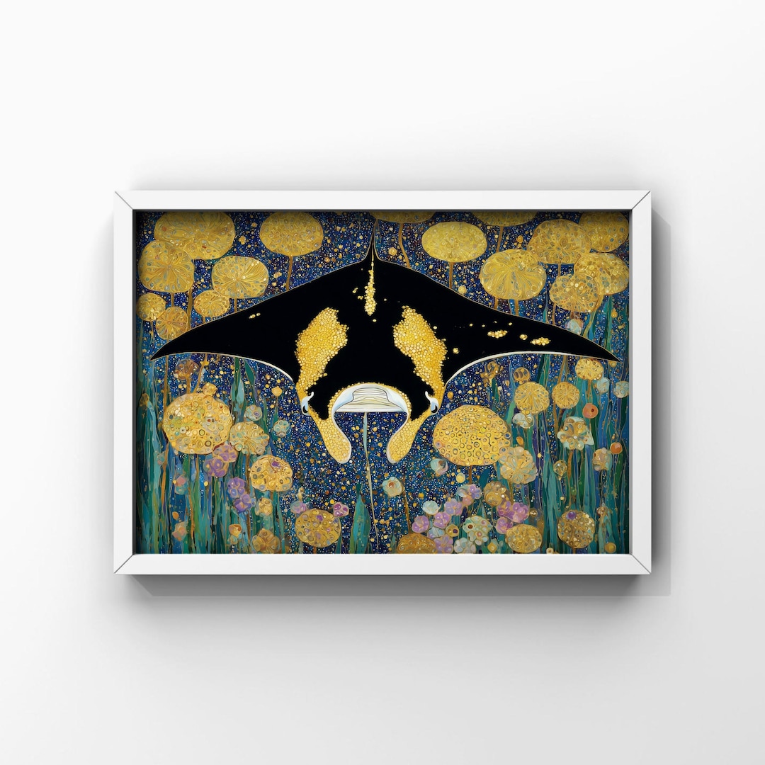 Manta Ray Seascape Art Print – Abstract Underwater Scene (digital ...