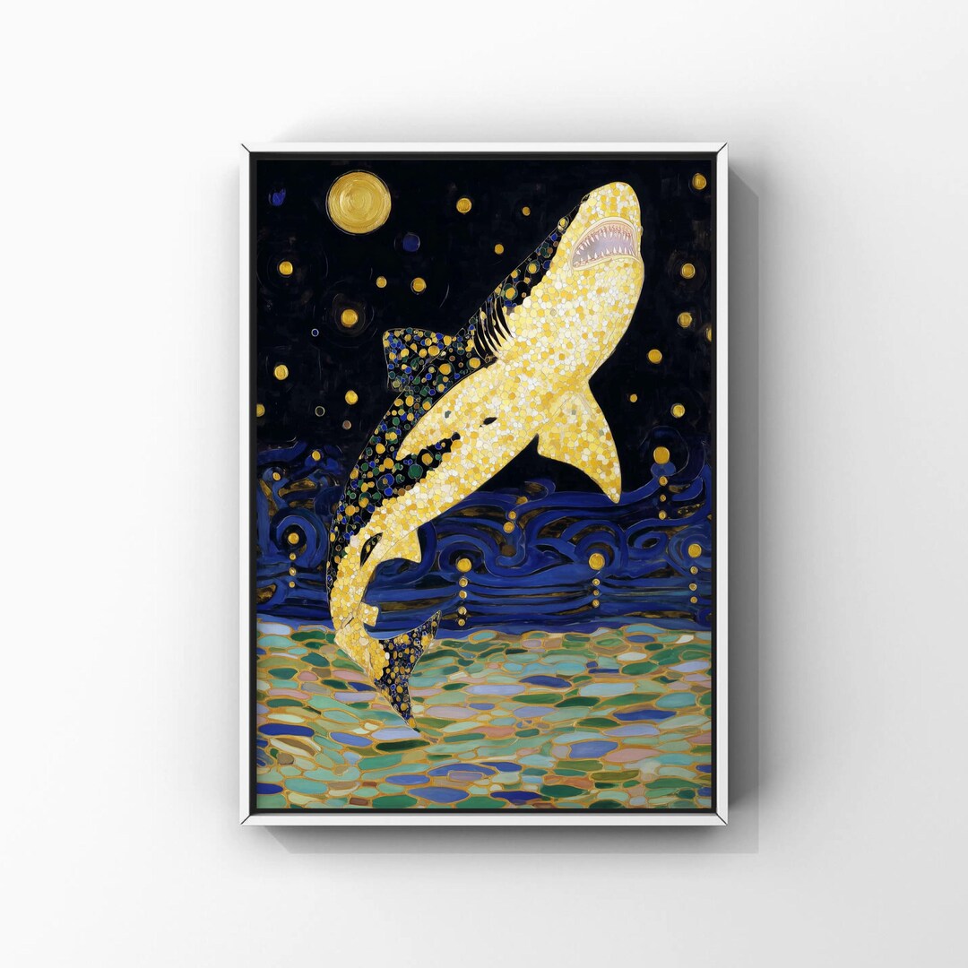 Starry Night Shark Art Print – Poster Seascape (digital Download) - Etsy
