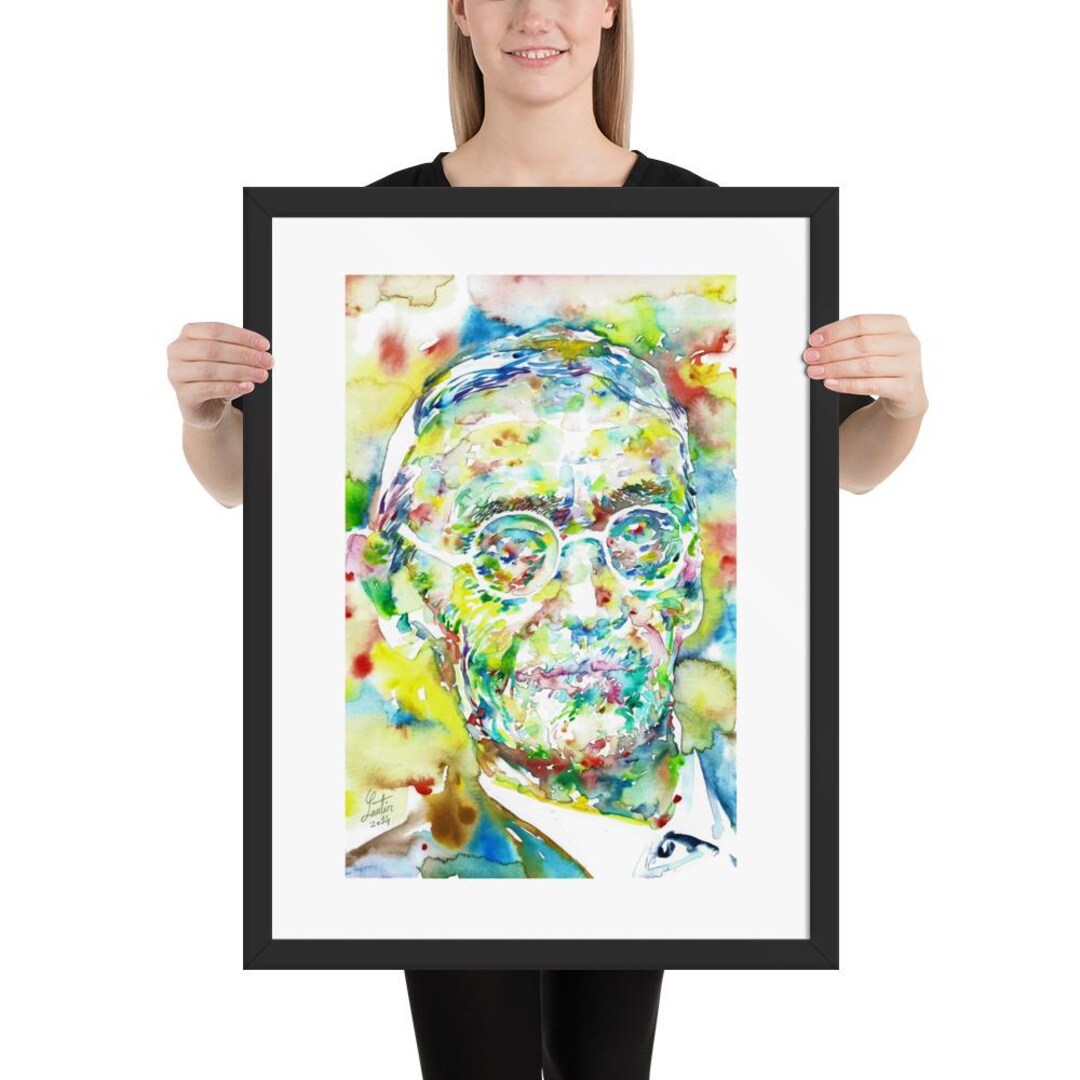 HERMANN HESSE Watercolor Portrait - Framed Poster - Various Sizes! Art ...