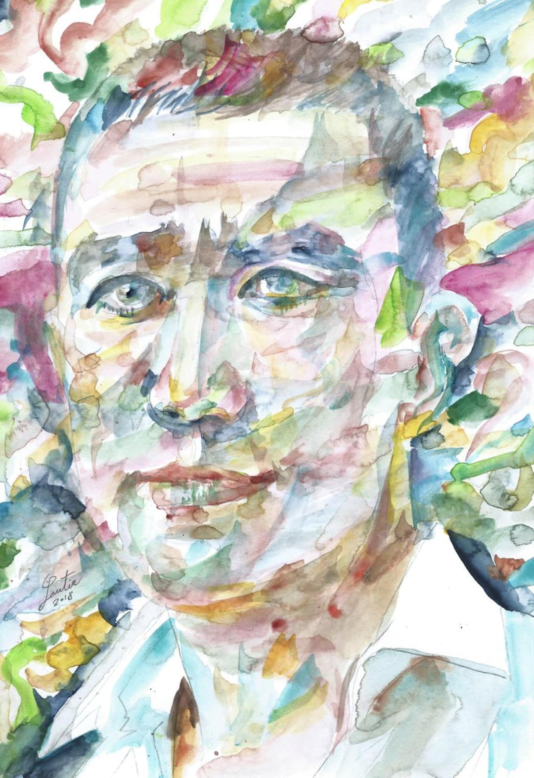 YUKIO MISHIMA Watercolor Portrait POSTER Various Sizes Print Painting ...