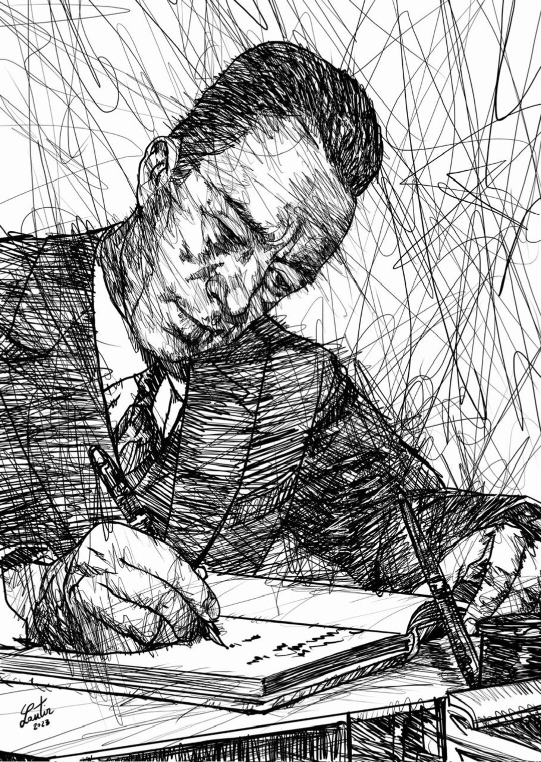 Printable ALBERT CAMUS Ink Portrait - Digital Download - Scalable up to ...