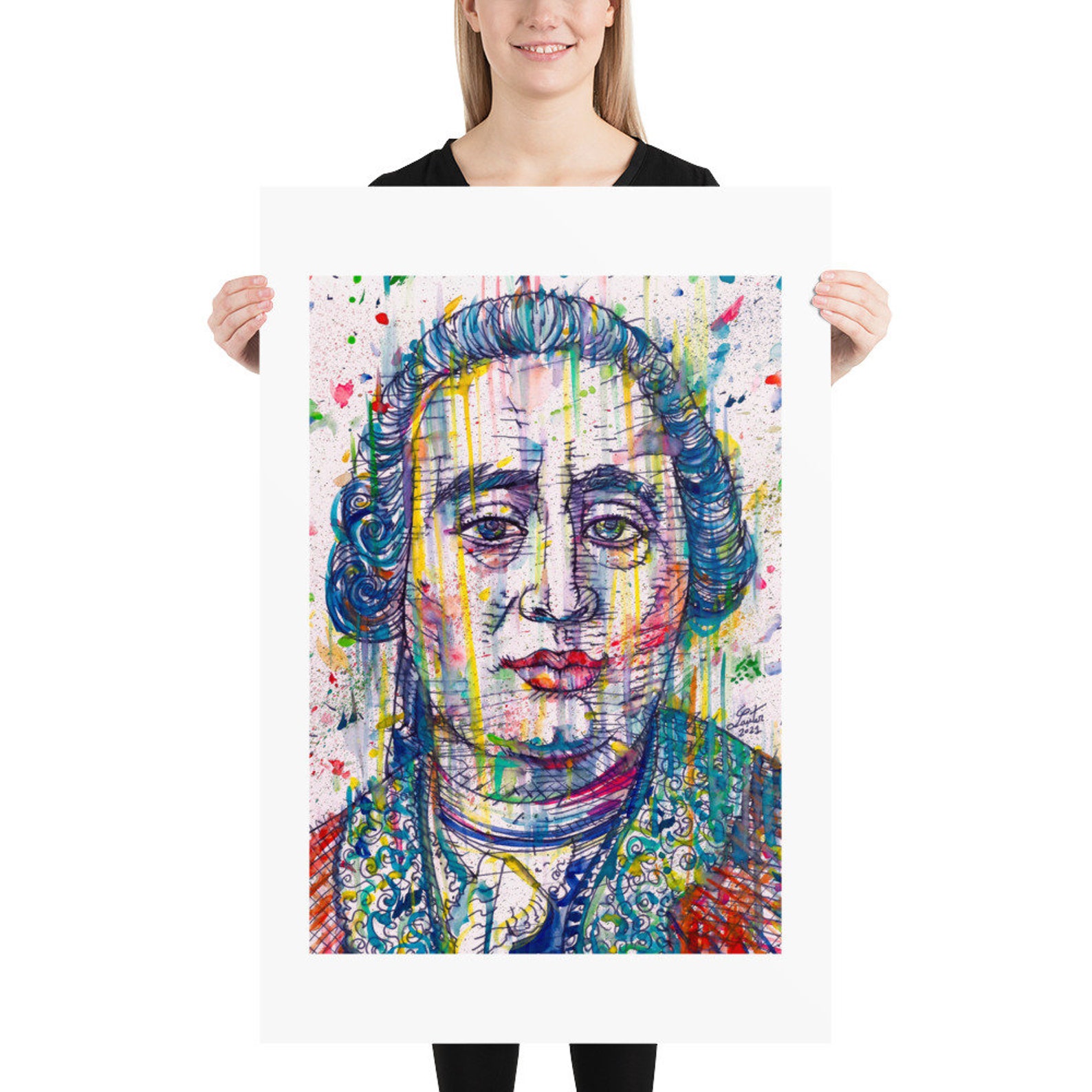 DAVID HUME Watercolor and Ink Portrait Poster Various | Etsy