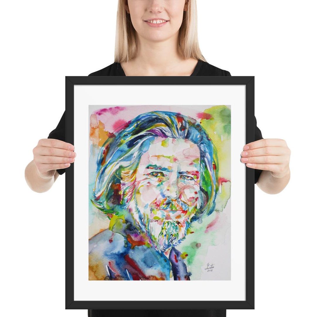ALAN WATTS Watercolor Portrait - FRAMED Poster - Various Sizes! Art ...
