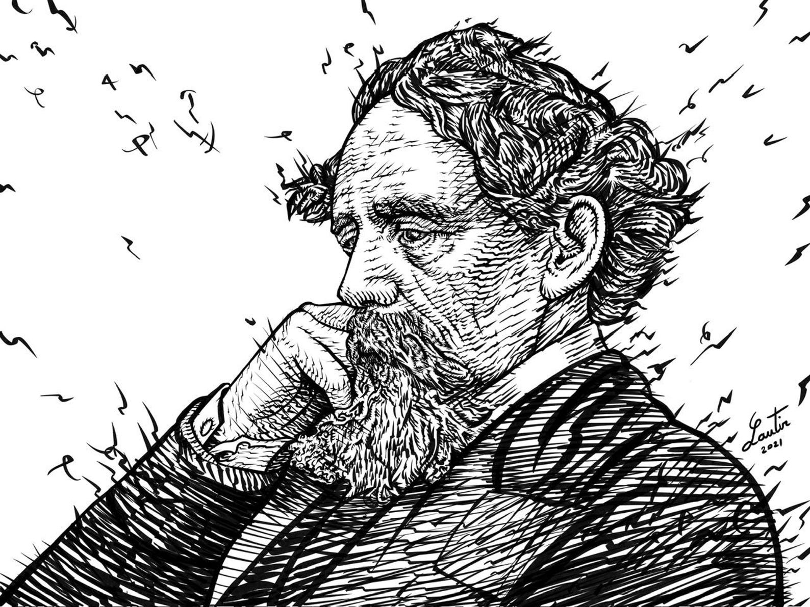 CHARLES DICKENS Ink Portrait - POSTER - Various Sizes Available! Art ...