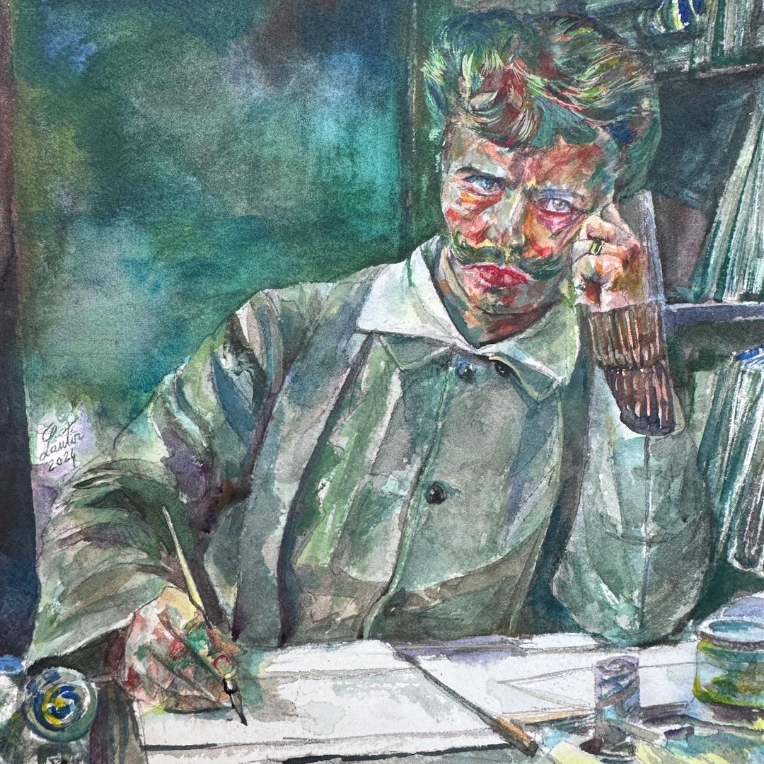 AUGUST STRINDBERG Watercolor Portrait - POSTER - Various Sizes ...