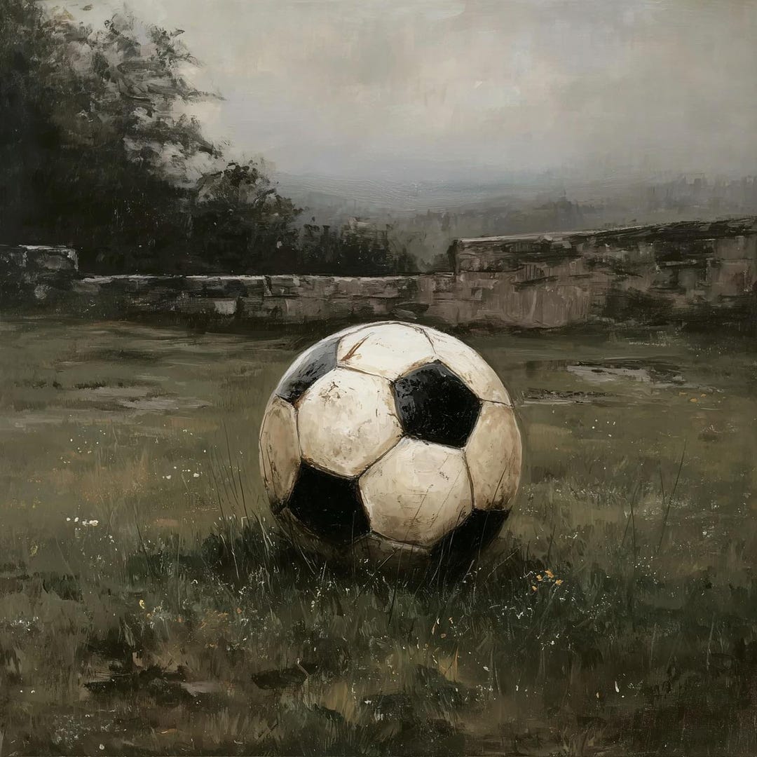 Misty Soccer Ball Field Art Print, Vintage Football Poster - Etsy