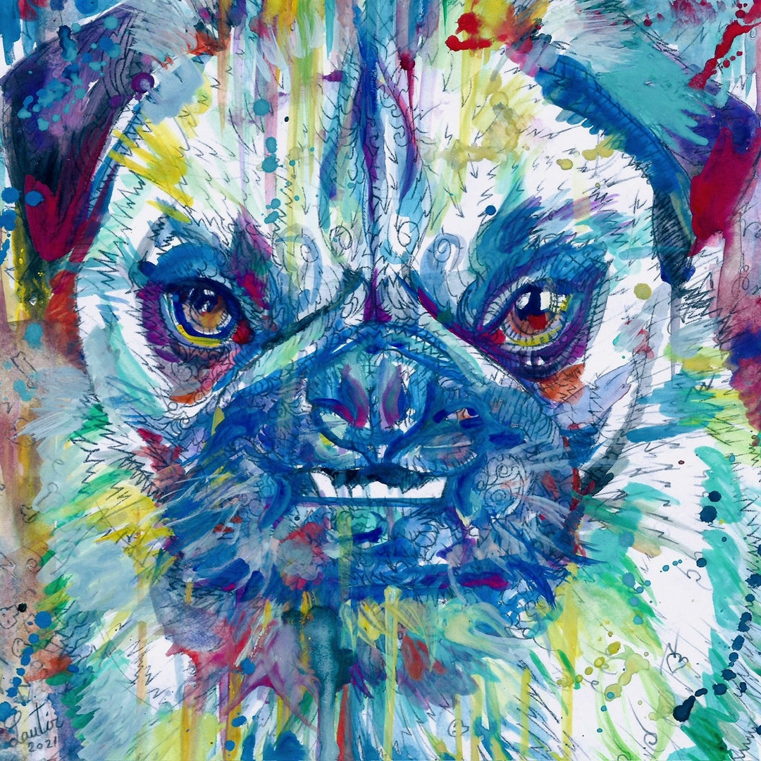 ANGRY PUG - Watercolor Painting - POSTER - Various Sizes Available! Art ...