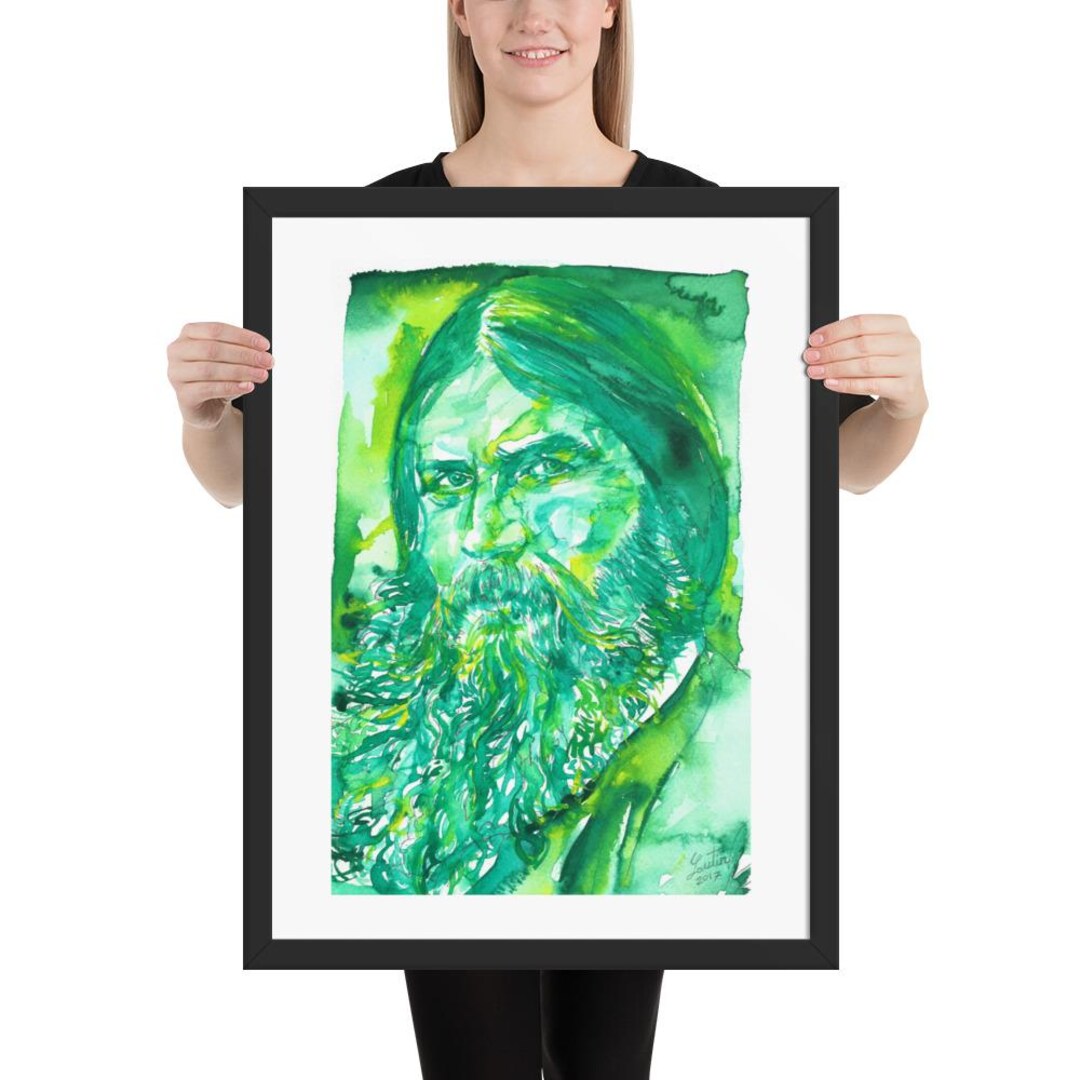 GRIGORI RASPUTIN Watercolor Portrait - FRAMED Poster - Various Sizes ...