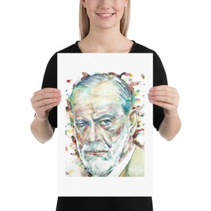 SIGMUND FREUD Watercolor Portrait - POSTER - Various Sizes Available ...