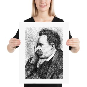 FRIEDRICH NIETZSCHE Black and White Pencil Portrait - POSTER - Various ...