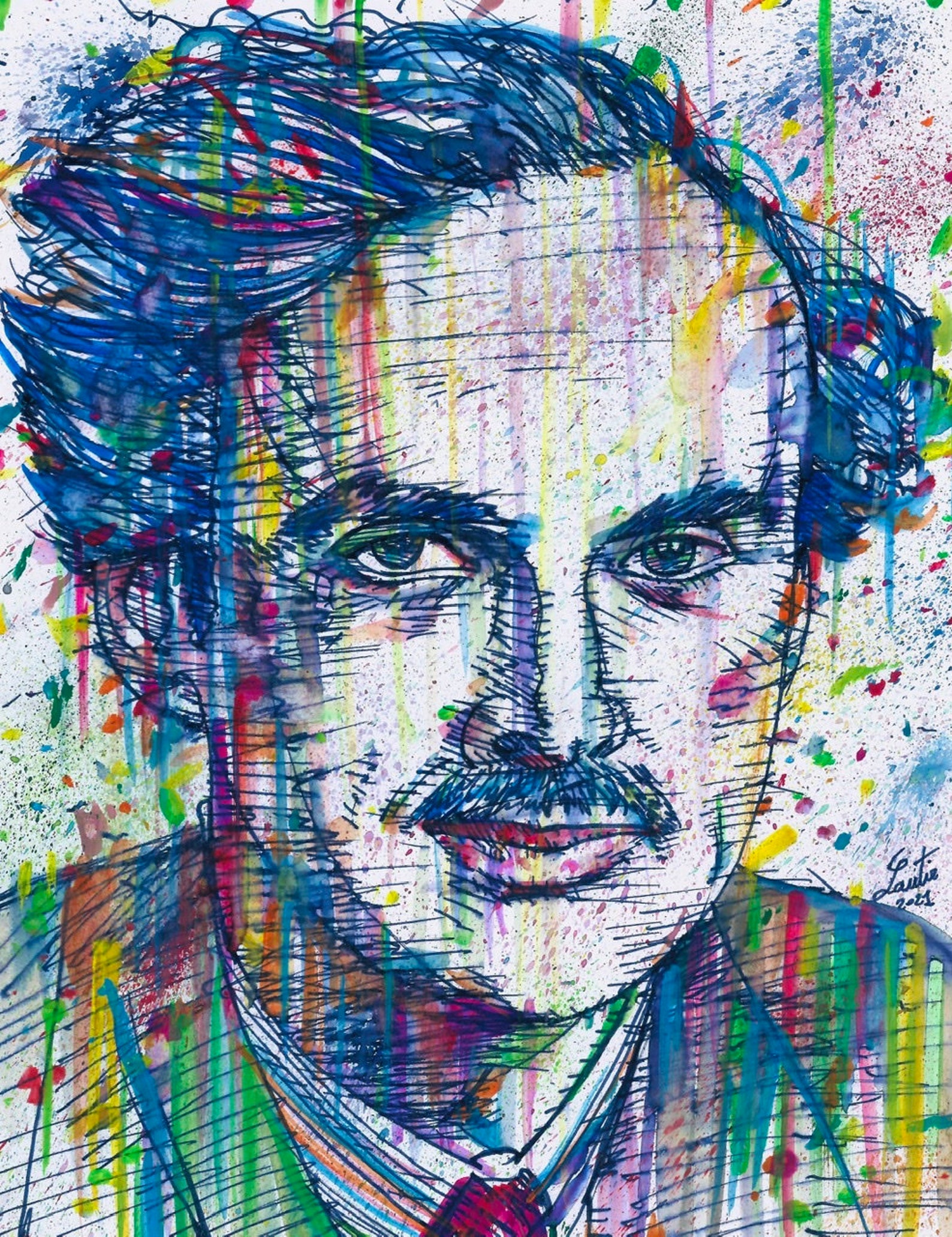PAUL DIRAC Watercolor and Ink Portrait Poster Various - Etsy