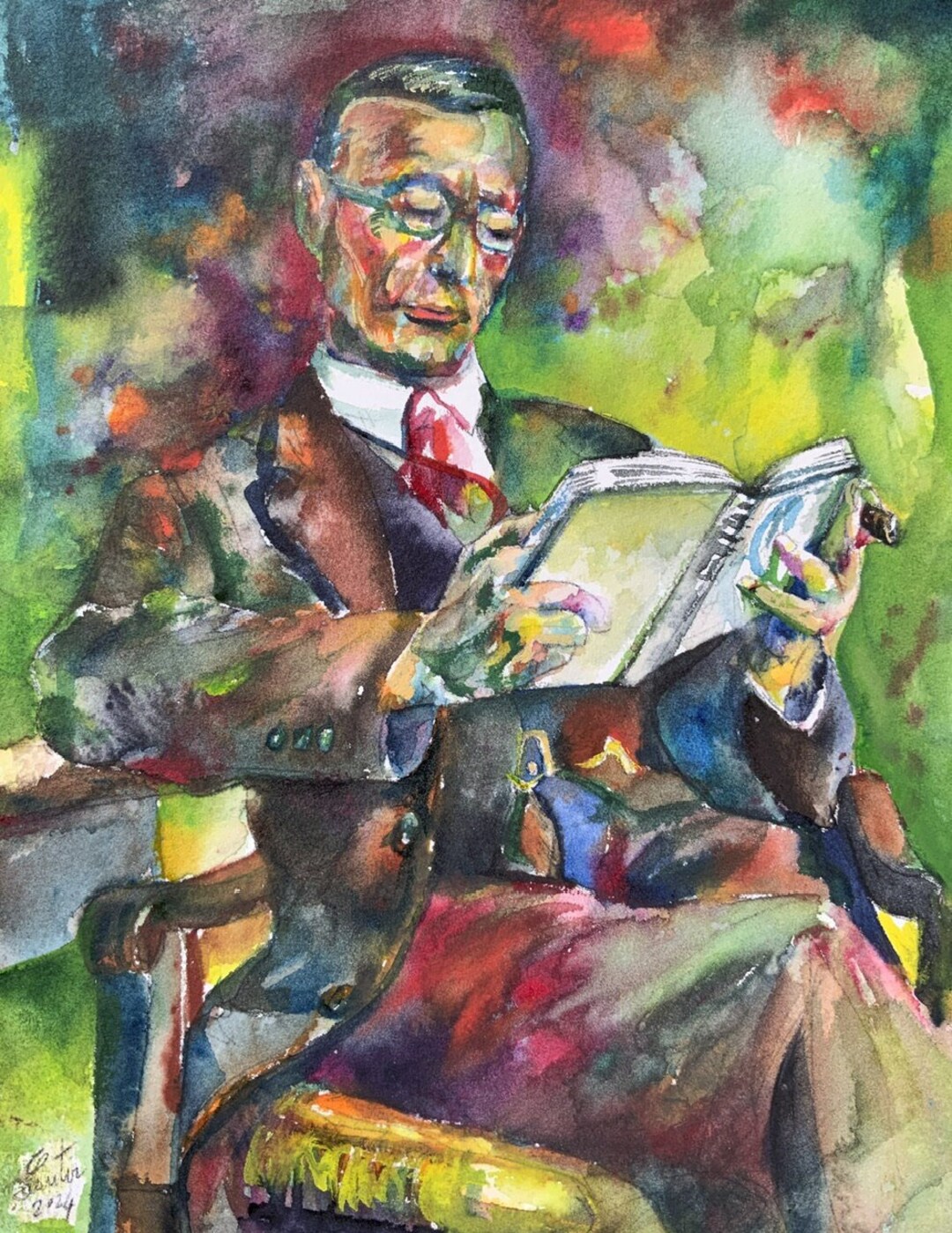 HERMANN HESSE Watercolor Portrait - POSTER - Various Sizes Available ...