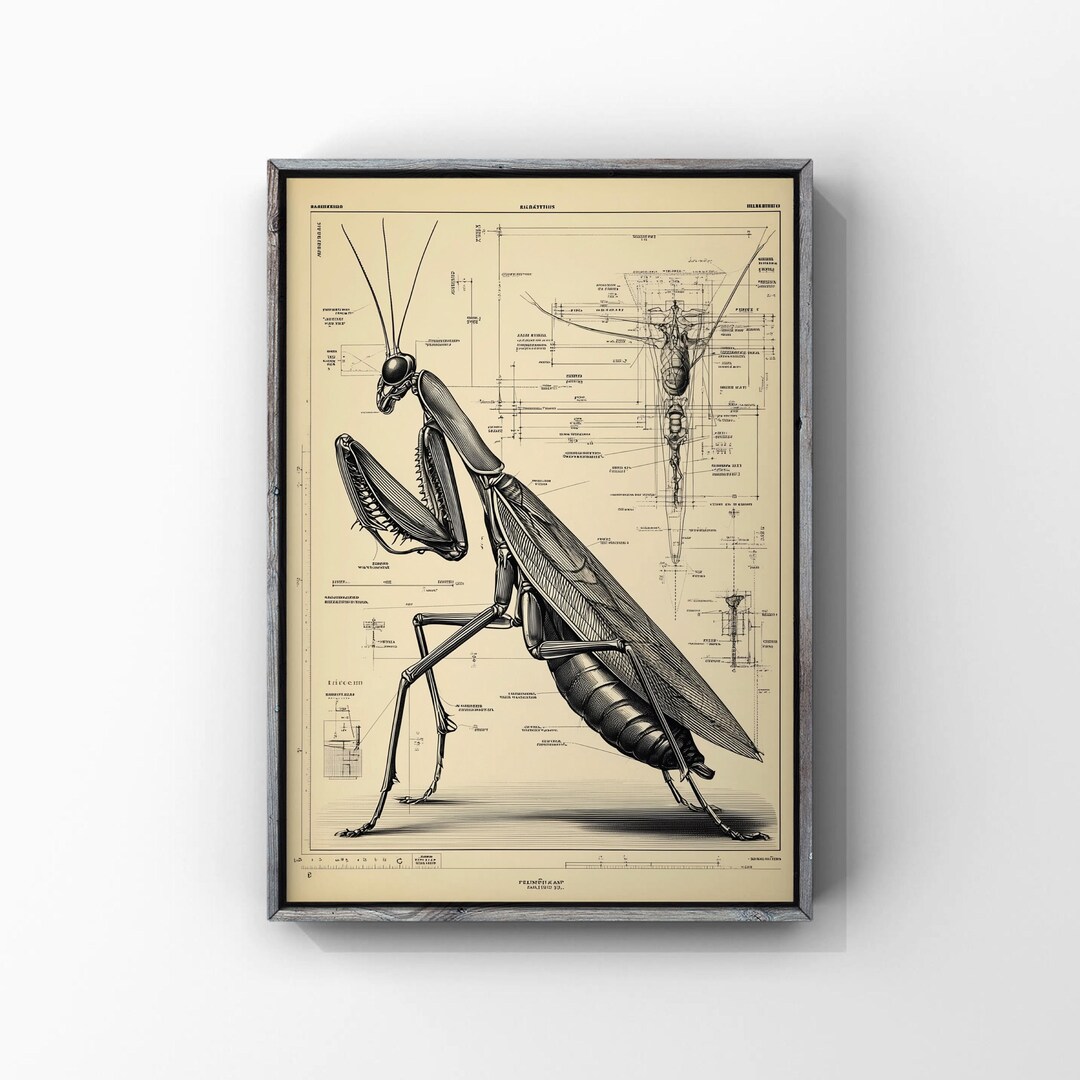 Detailed Mantis Anatomy Blueprint | Digital Download | Printable Poster ...