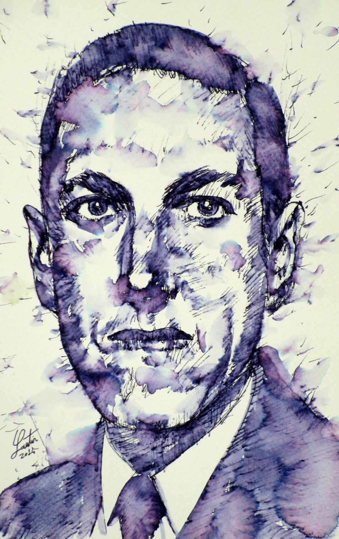 H. P. LOVECRAFT Watercolor Portrait - POSTER - Various Sizes! Art Print ...