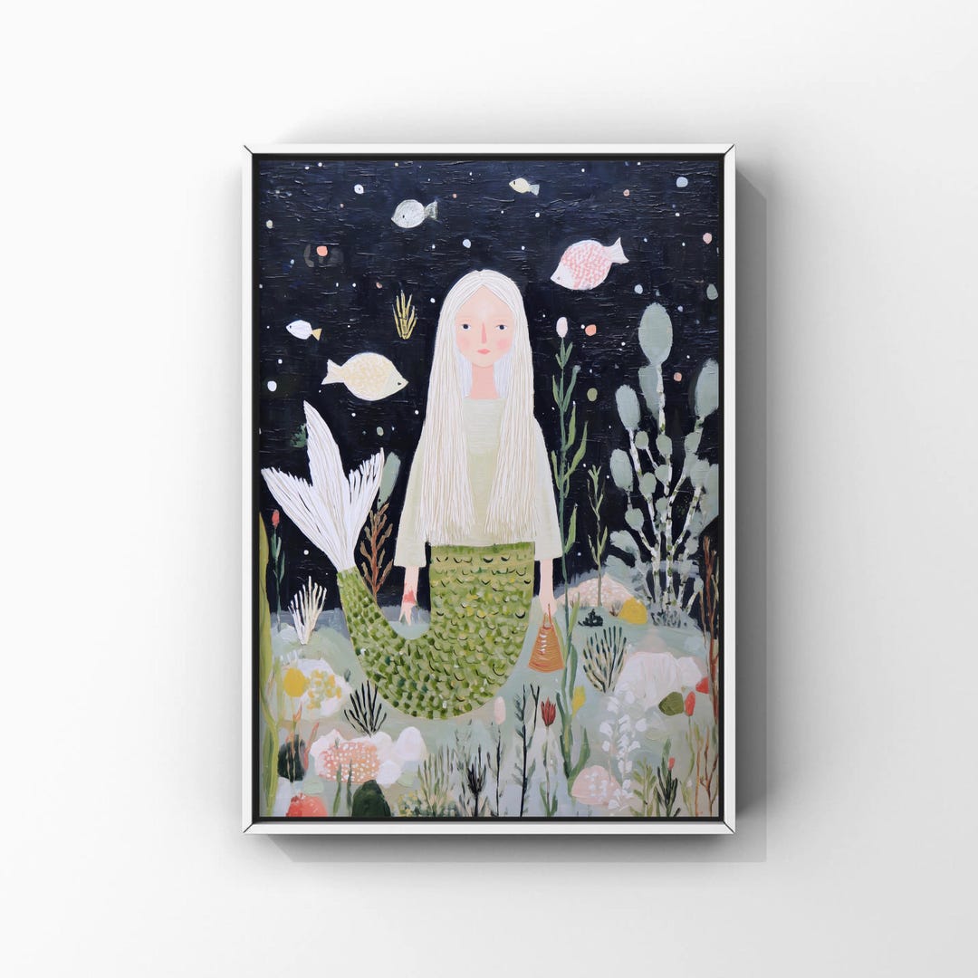 Whimsical Mermaid Seascape Art Print – Siren Illustration (digital ...