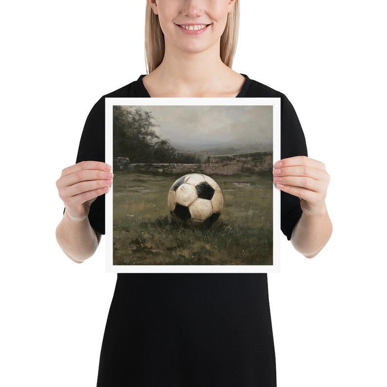 Misty Soccer Ball Field Art Print, Vintage Football Poster - Etsy
