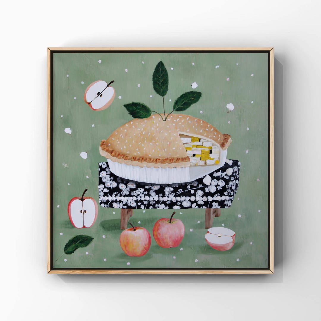 Apple Pie Illustration – Whimsical Kitchen Art Print (digital Download ...
