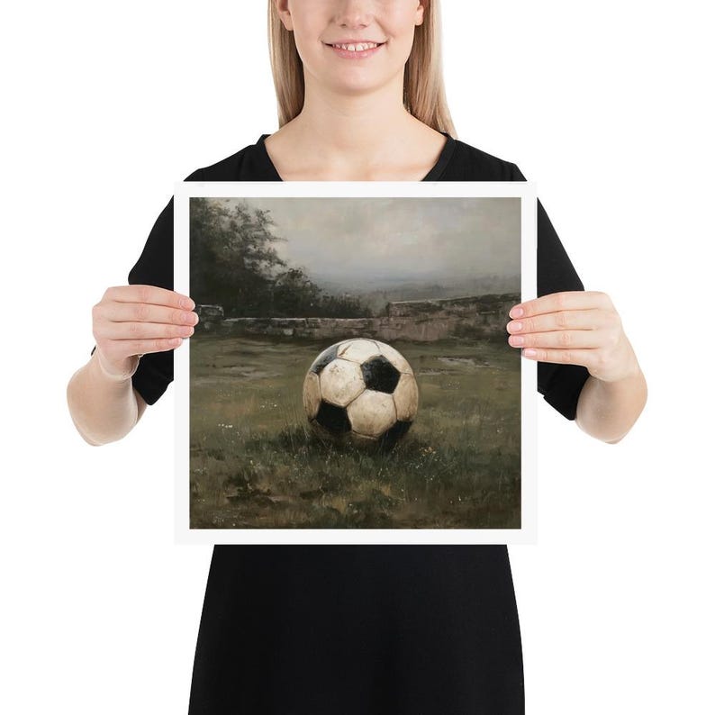 Misty Soccer Ball Field Art Print, Vintage Football Poster - Etsy