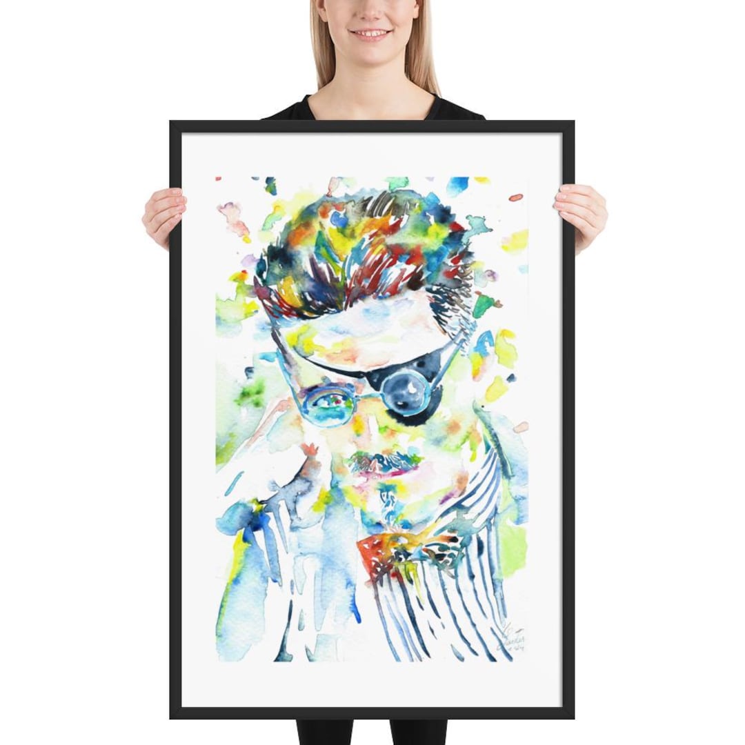 JAMES JOYCE Watercolor Portrait - Framed POSTER - Various Sizes! Art ...