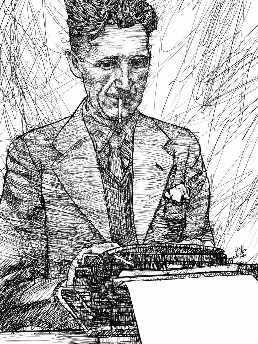 GEORGE ORWELL Ink Portrait - POSTER - Various Sizes Available! Print ...