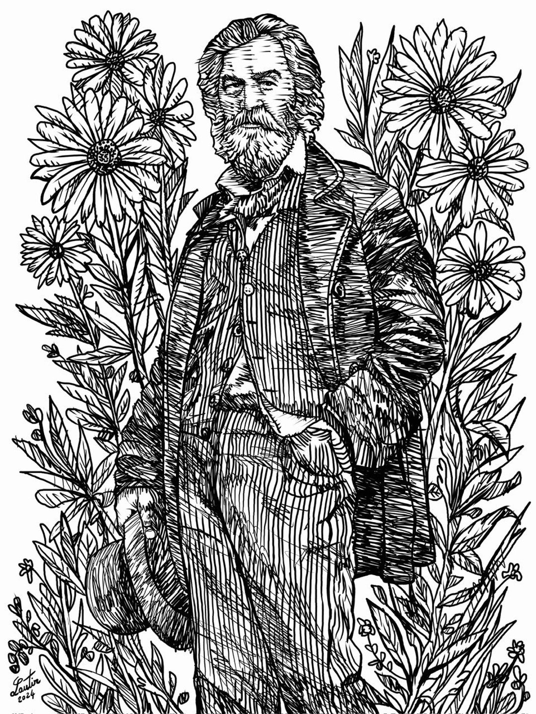 WALT WHITMAN Ink Portrait - POSTER - Various Sizes Available! Art Print ...