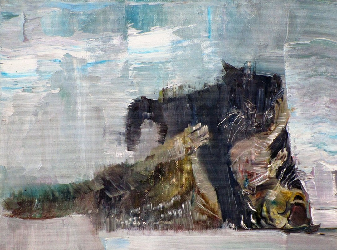 Two CATS FIGHTING - Oil Painting - POSTER - Various Sizes Available ...