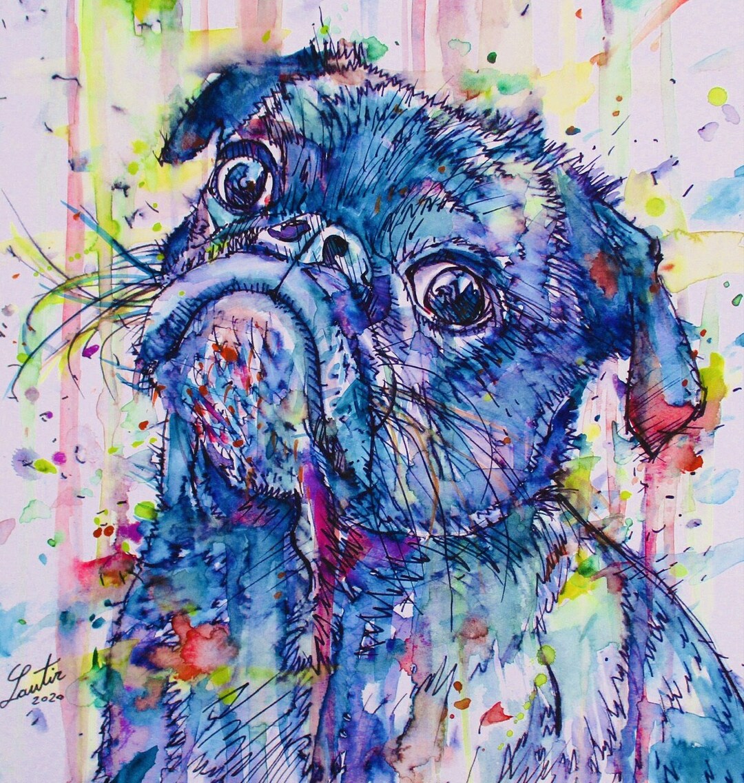 PUG - Watercolor and Ink Painting .1 - POSTER - Various Sizes Available ...