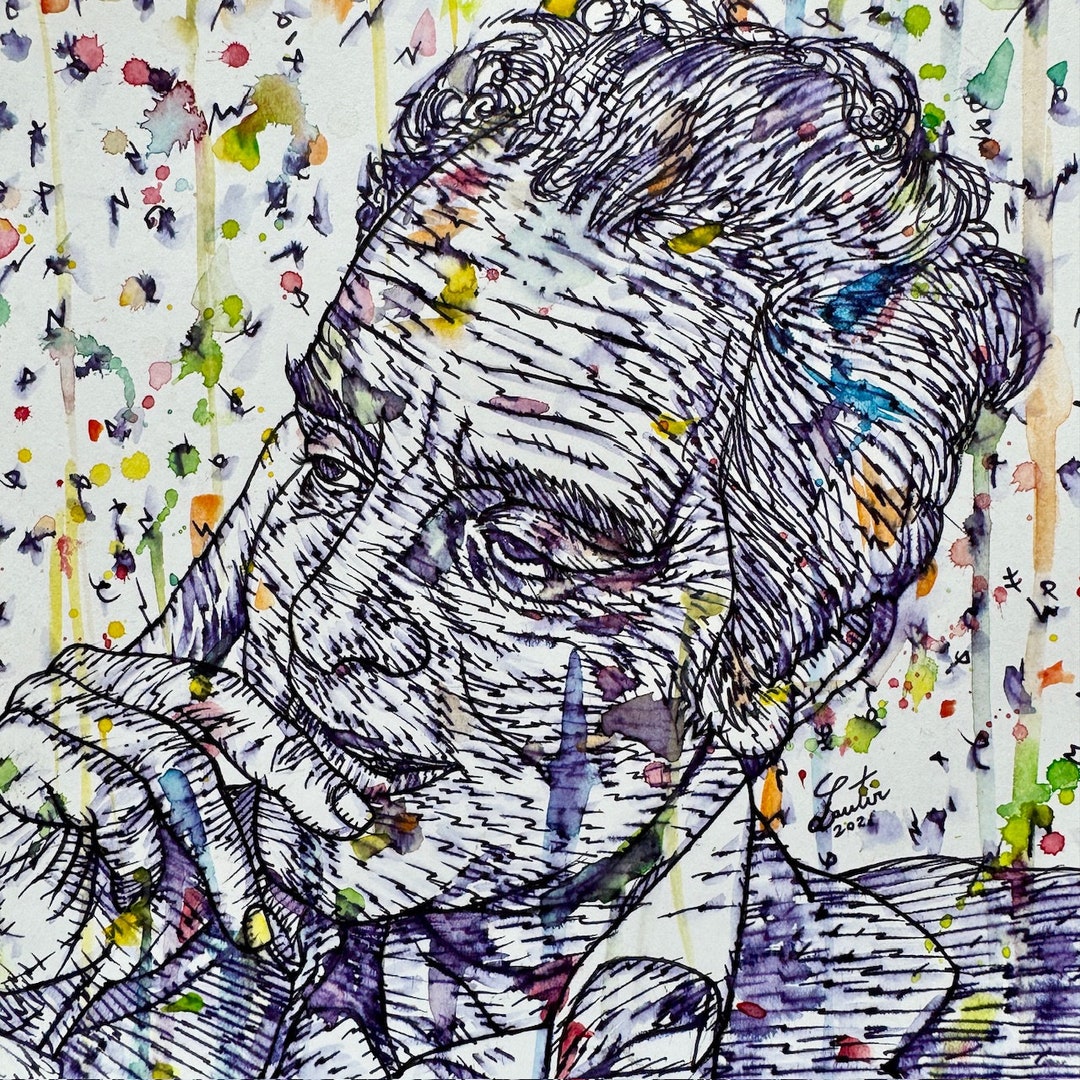 ITALO CALVINO Watercolor and Ink Portrait POSTER Various Sizes ...