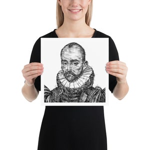 MICHEL De MONTAIGNE Ink Portrait - POSTER - Various Sizes Available ...