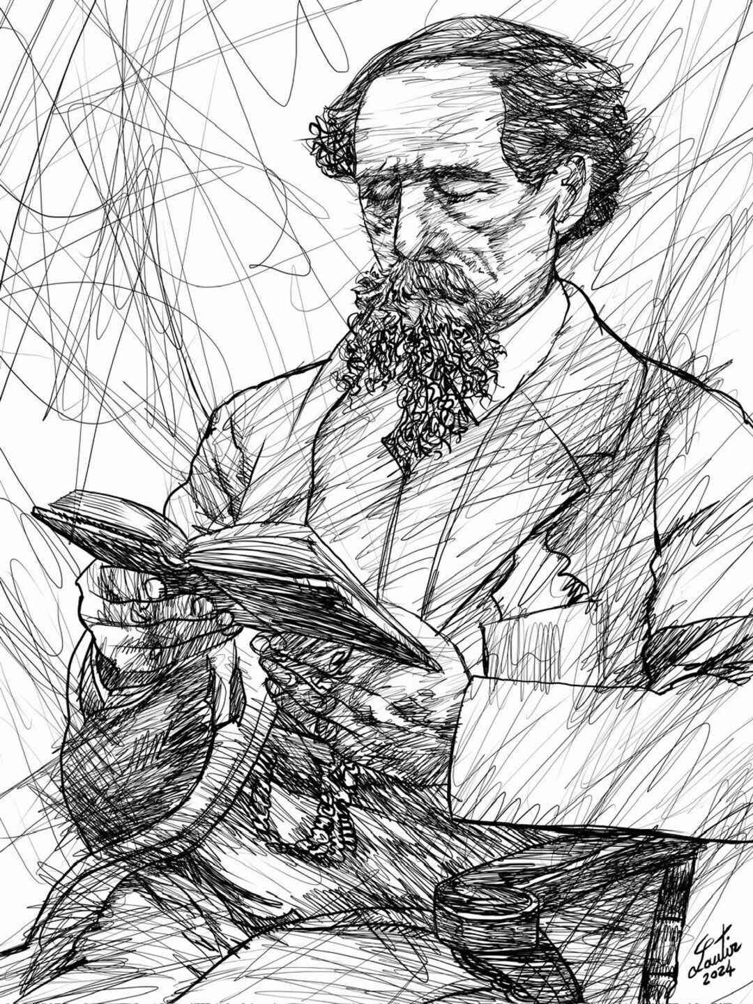 Printable CHARLES DICKENS Ink Portrait - Digital Download - Scalable up ...