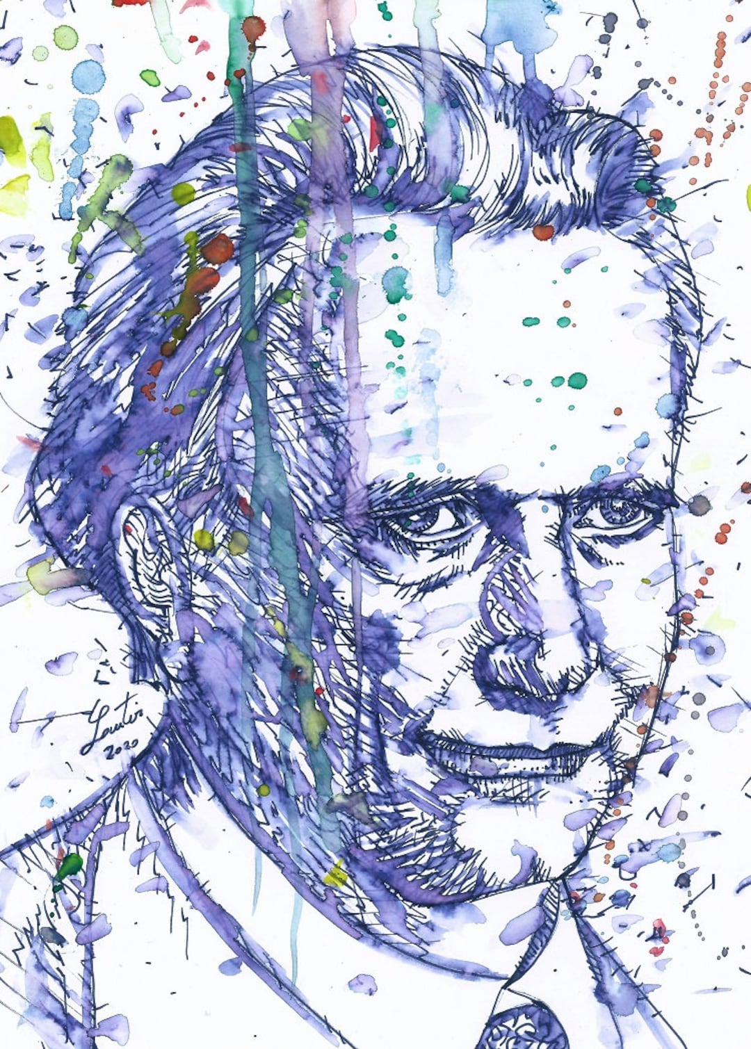 KARL JASPERS Watercolor and Ink Portrait - POSTER - Various Sizes ! Art ...