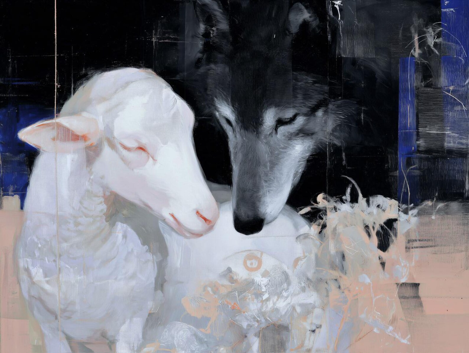 Wolf and Lamb Harmony Art Print, Surreal Friendship (digital Download ...