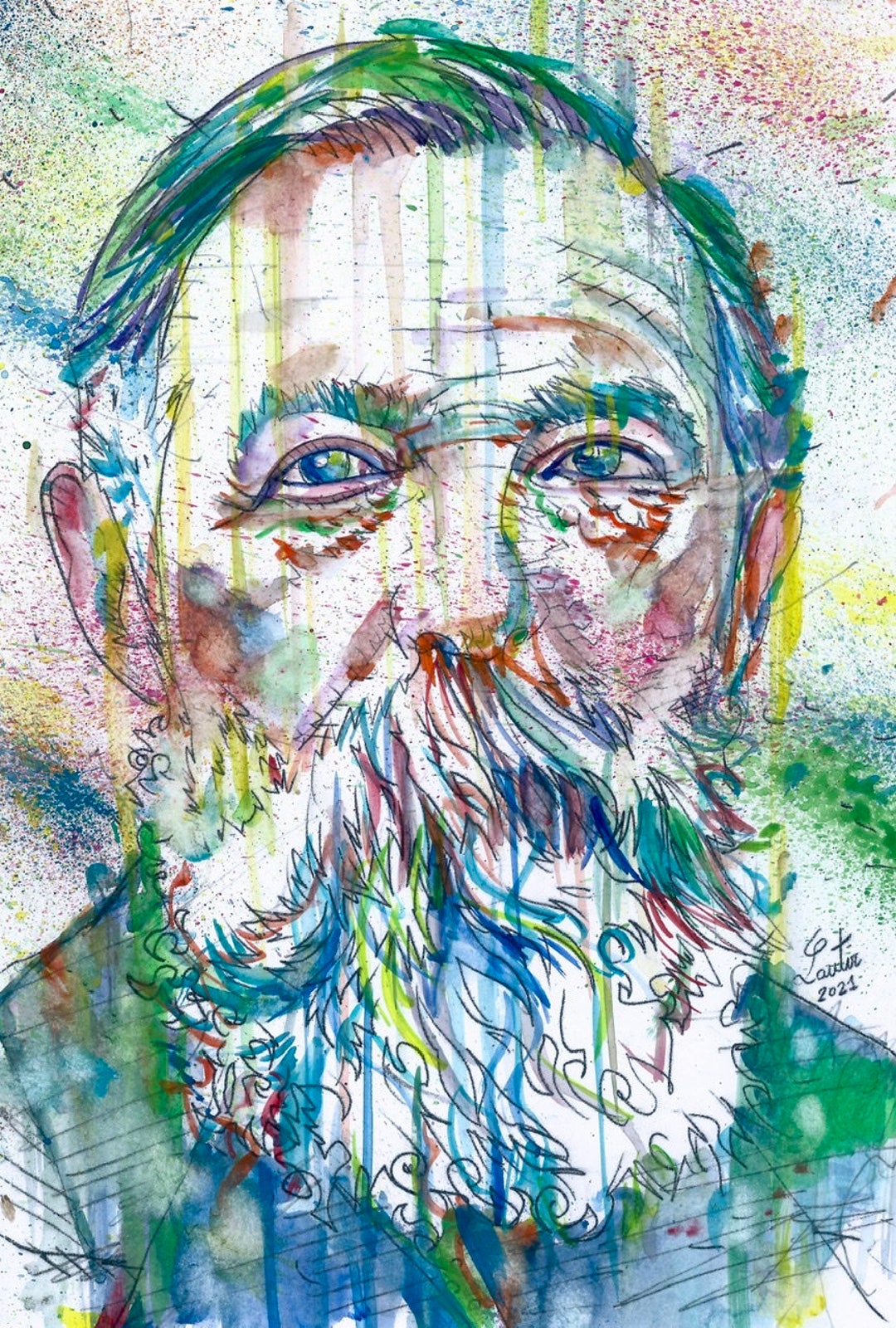 FRIEDRICH ENGELS Watercolor Portrait - Poster - Various Sizes ! Art ...