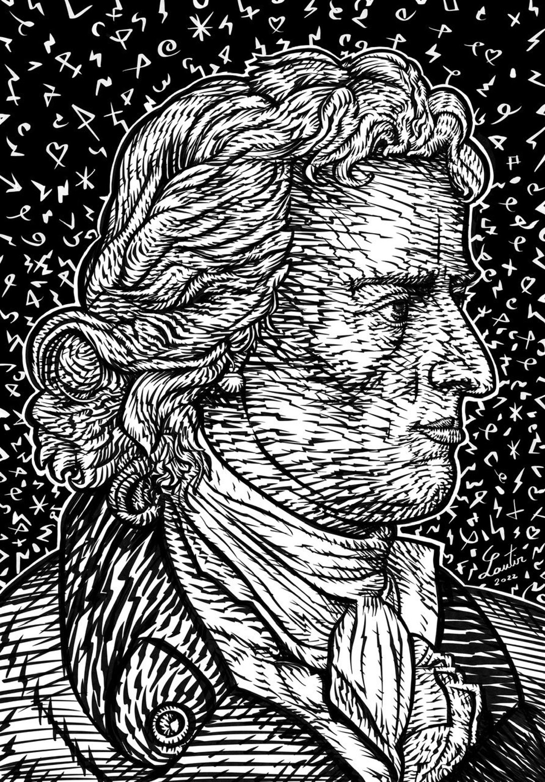 FRIEDRICH SCHILLER Ink Portrait - POSTER - Various Sizes Available ...