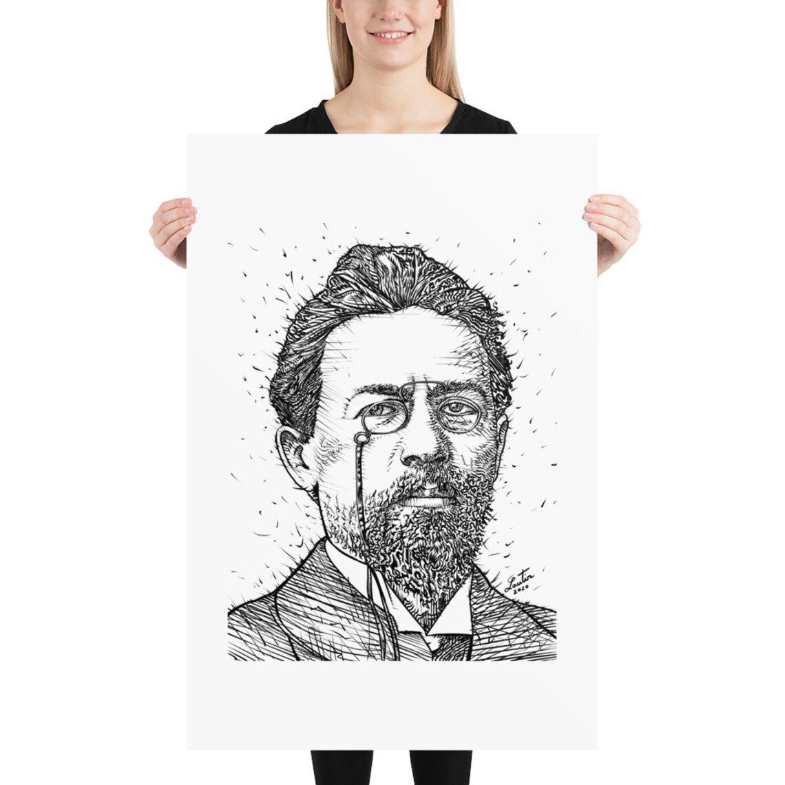 ANTON CHEKHOV ink portrait POSTER various sizes available - Etsy Polska