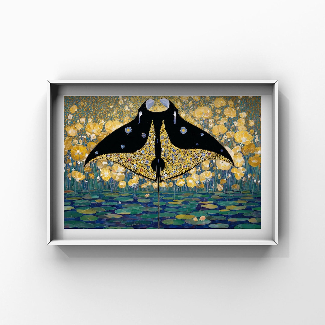 Manta Ray Art Print – Lily Pond, Floral Seascape (digital Download) - Etsy