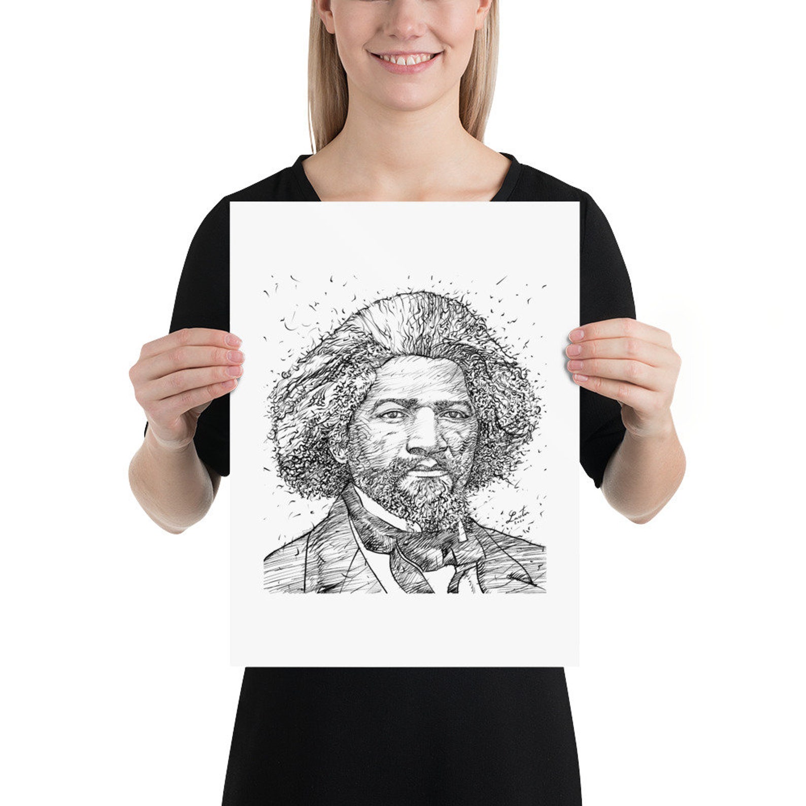 FREDERICK DOUGLASS Ink Portrait - POSTER - Various Sizes Available! Art ...