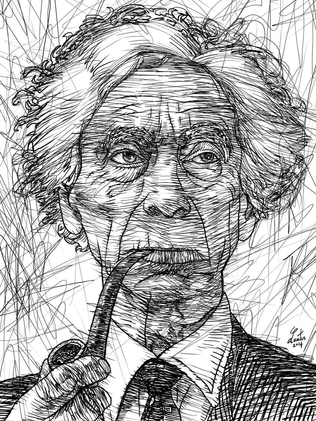 BERTRAND RUSSELL Ink Portrait - POSTER - Various Sizes Available! Art ...