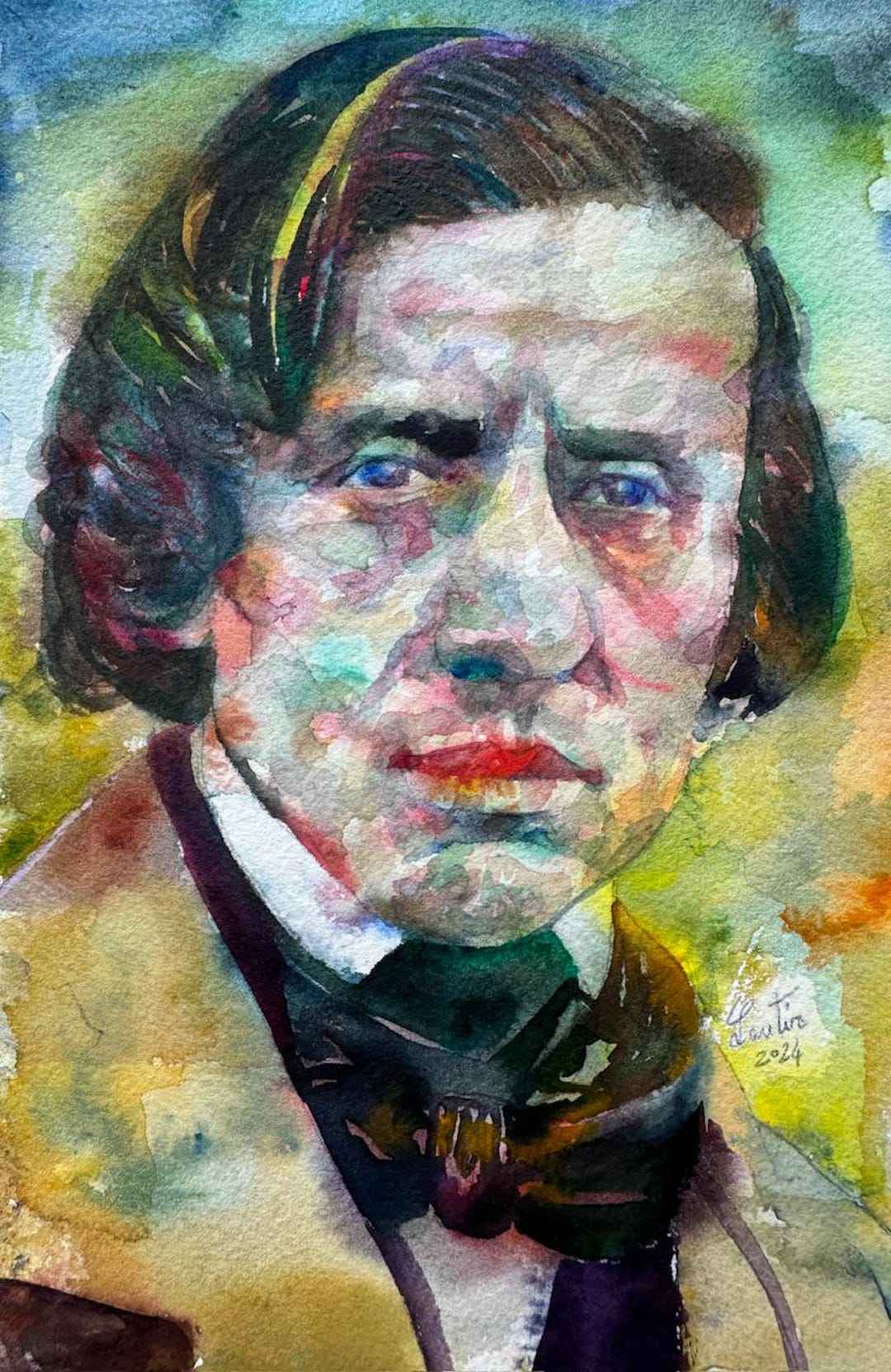 FREDERIC CHOPIN Watercolor Portrait - POSTER - Various Sizes Available ...