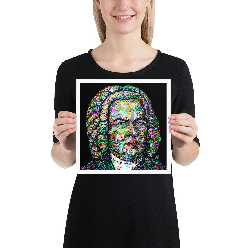 Johann SEBASTIAN BACH Ink and Watercolor Portrait POSTER Various Sizes ...