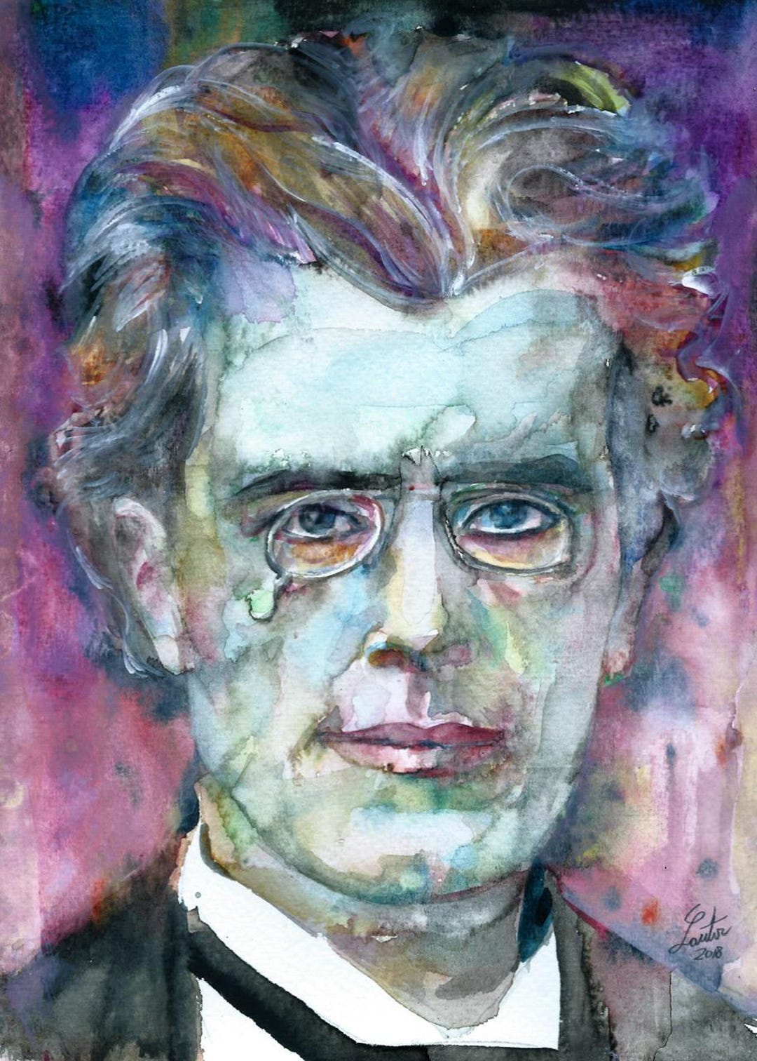 Printable GUSTAV MAHLER Watercolor Portrait - Digital Download ...