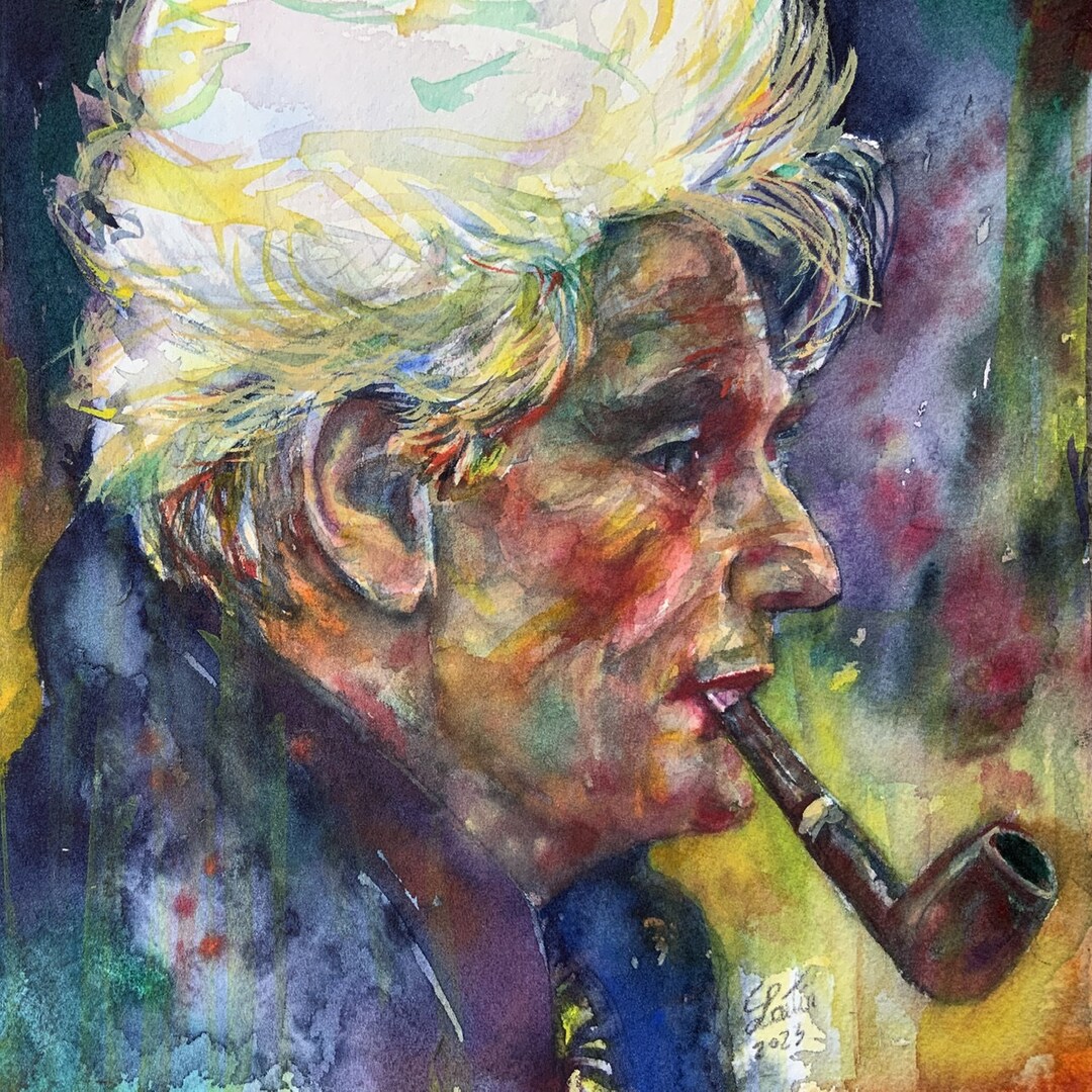 JACQUES DERRIDA Watercolor Portrait - POSTER - Various Sizes! Art Print ...